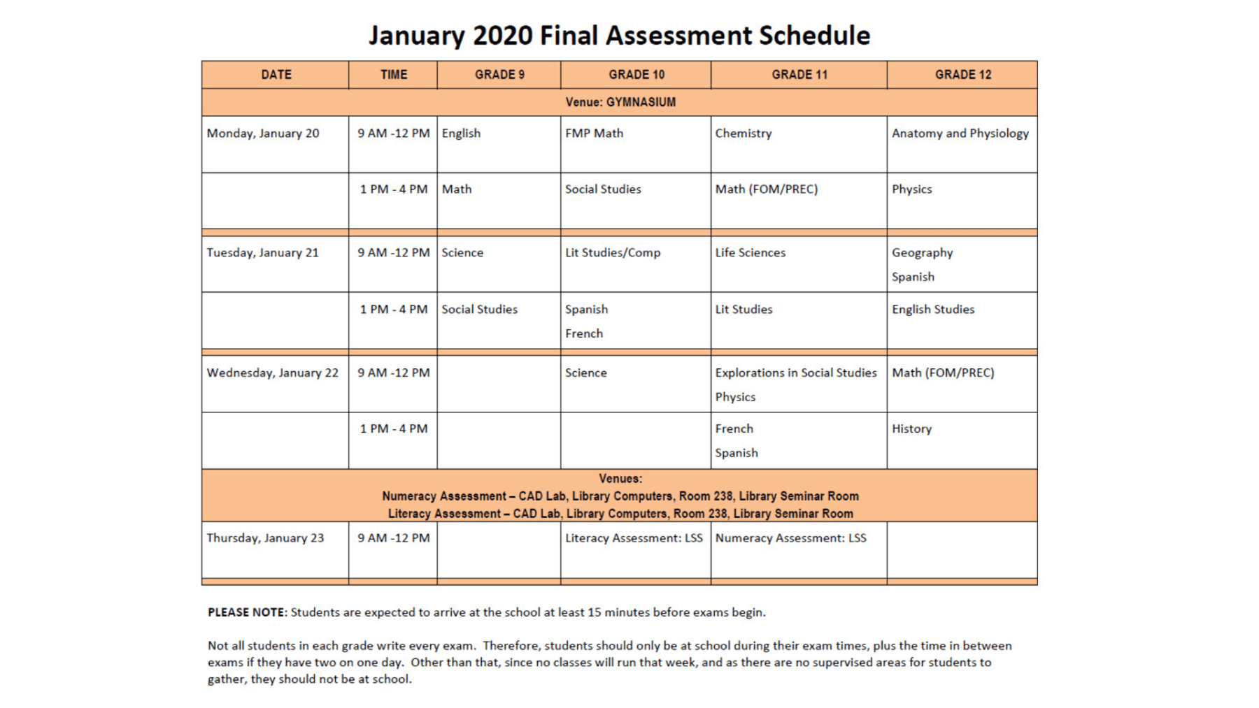 MEI Secondary January Final Exam Schedule Blog MEI Schools